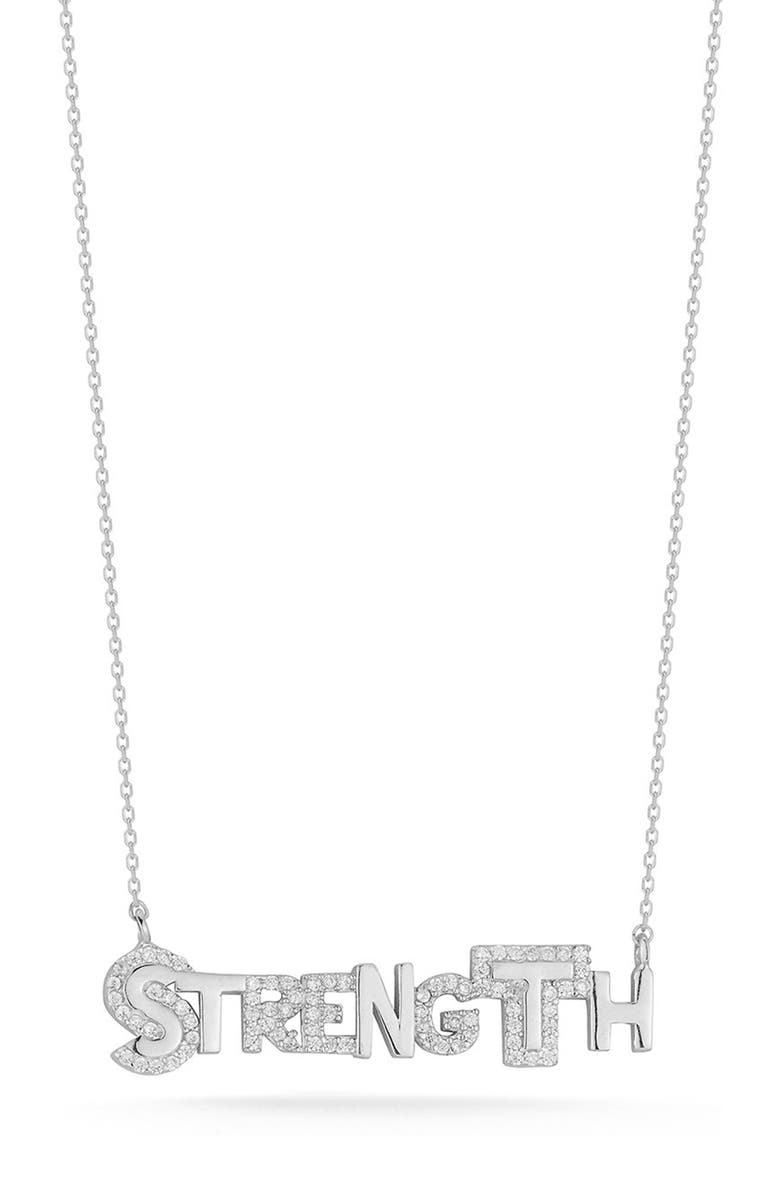 SPHERA MILANO 14K Gold Vermeil Strength CZ Bar Necklace | Nordstromrack