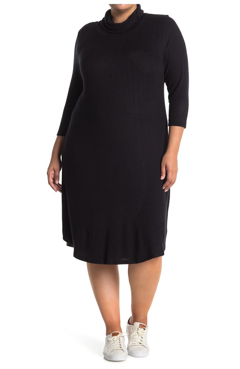 Bobeau Cowl Neck Face Mask Midi Dress | Nordstromrack