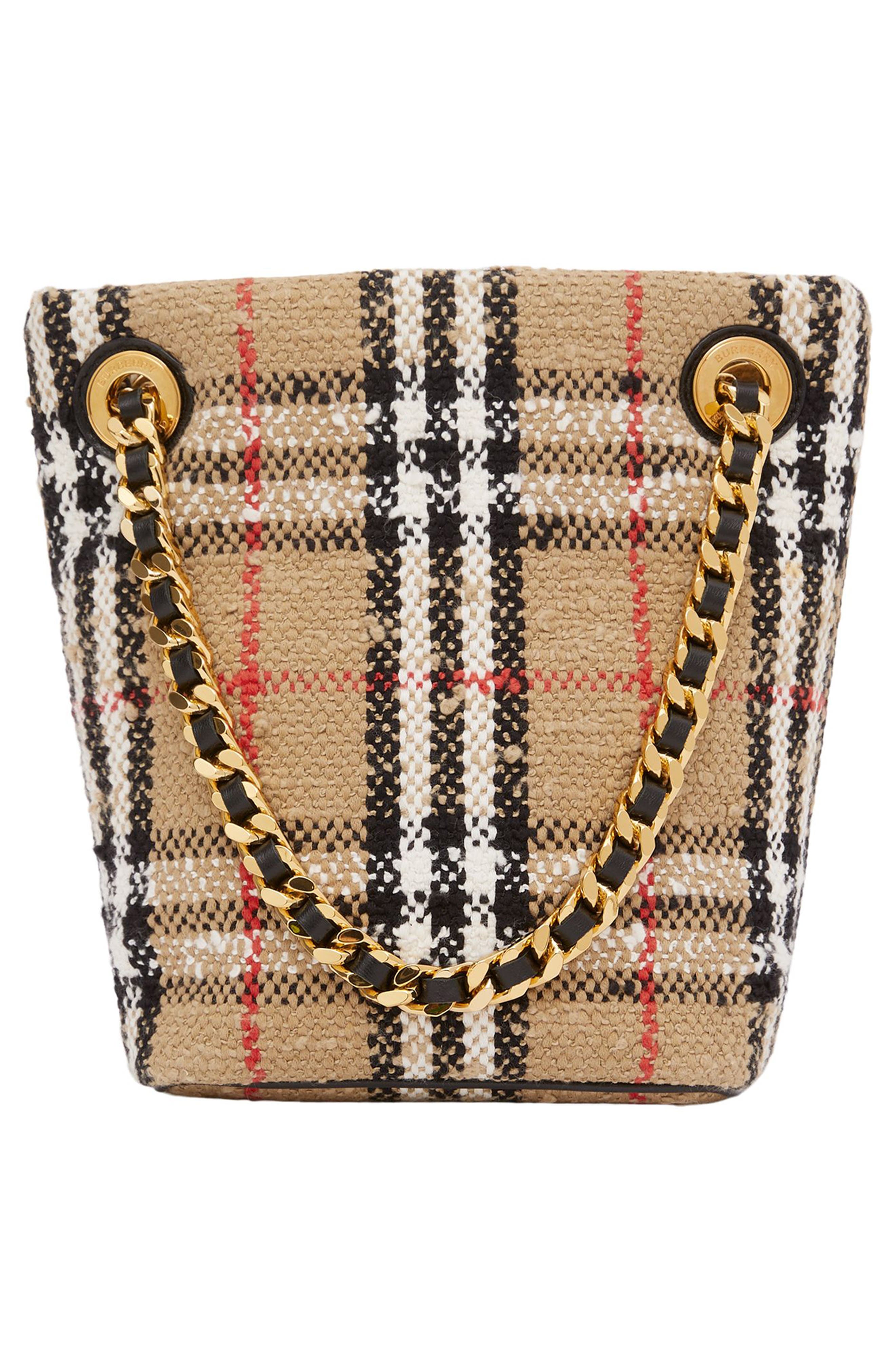 Burberry Mini Lola Woven Check Bucket Bag | Nordstrom