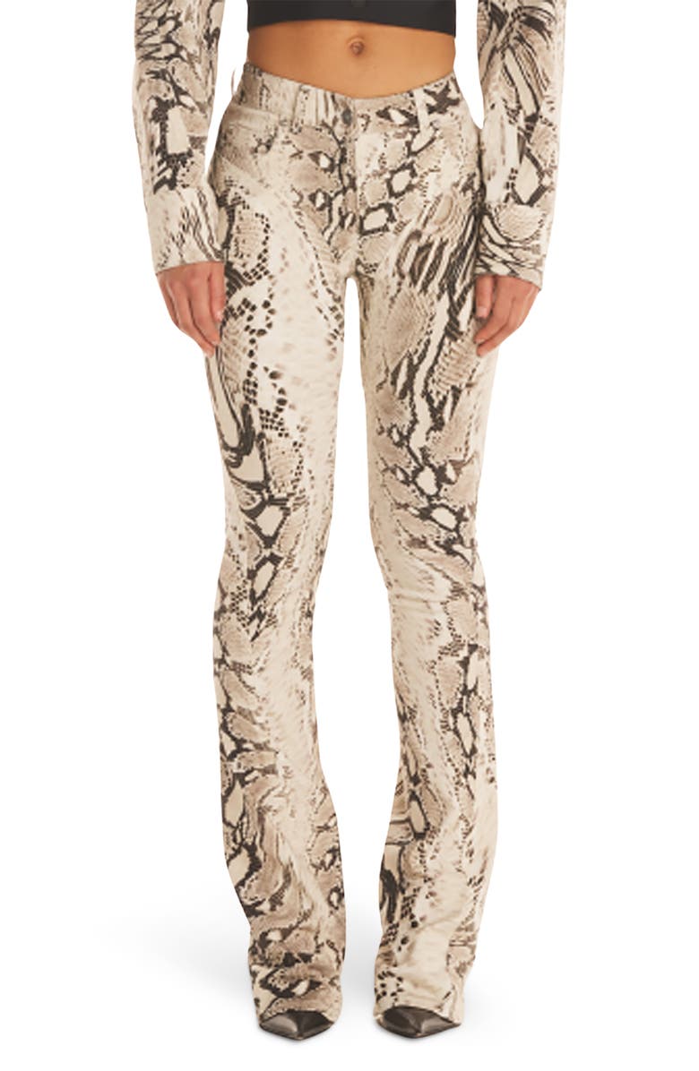 MUGLER Snake Print Low Rise Stretch Flare Jeans | Nordstromrack