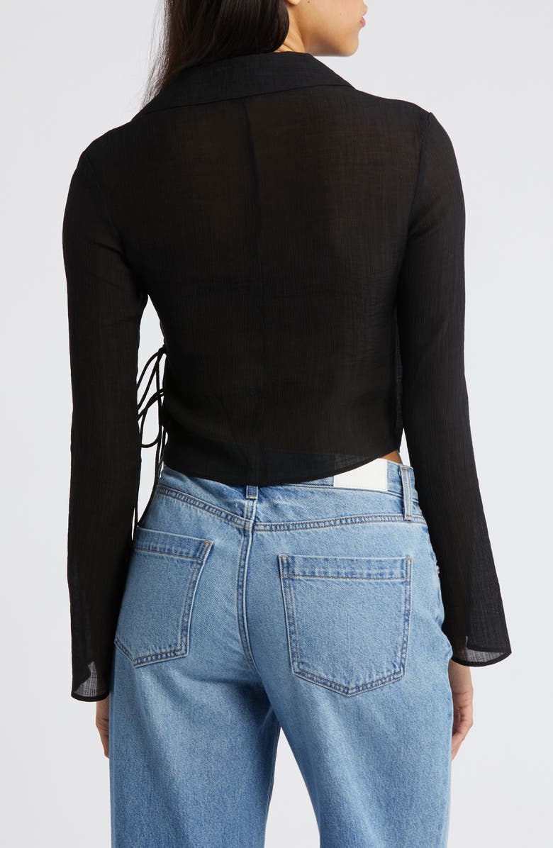 Topshop Wrap Front Long Sleeve Woven Top | Nordstromrack