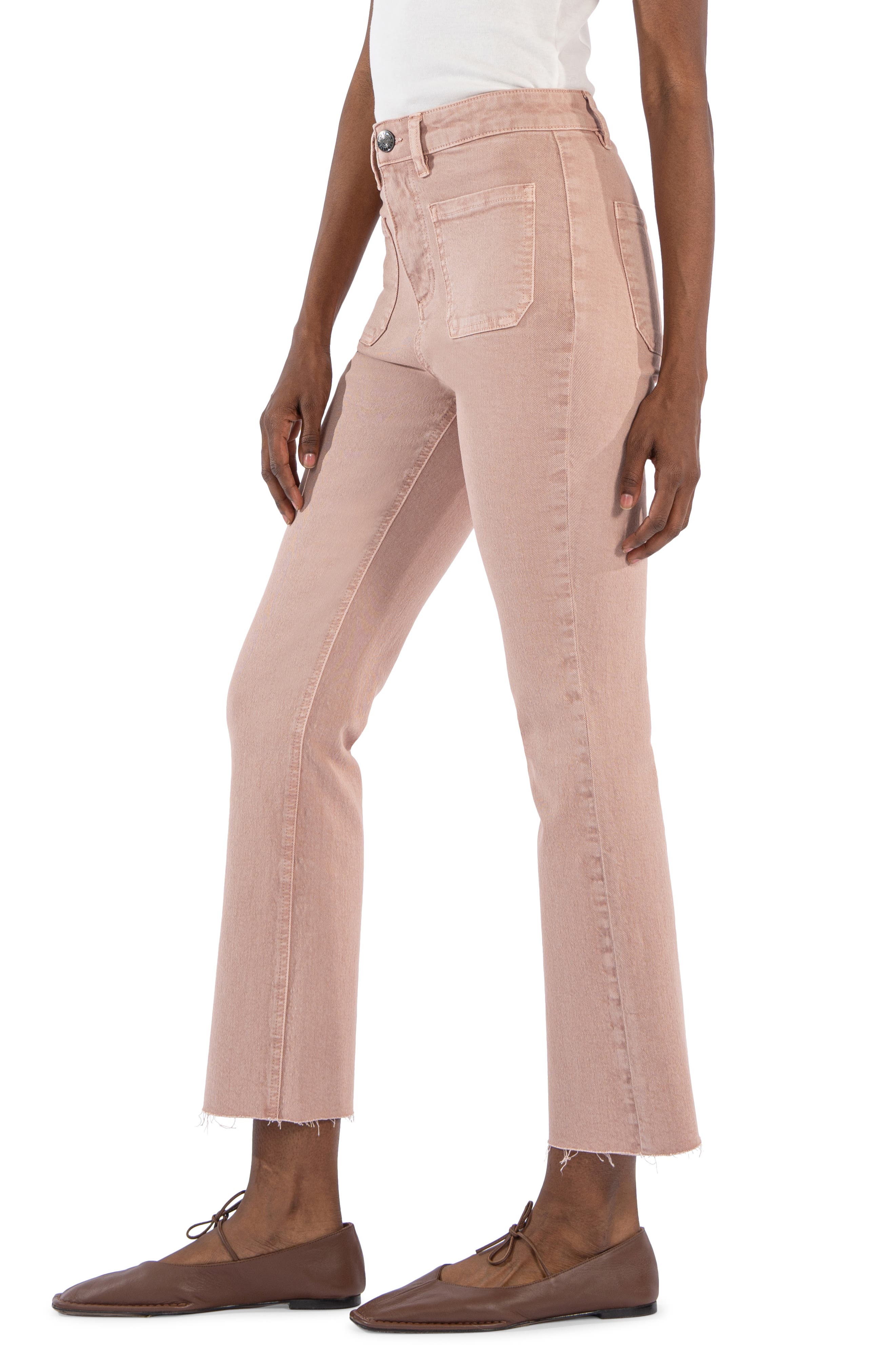 KUT from the Kloth Reese Patch Pocket Raw Hem Crop Slim Straight Leg ...