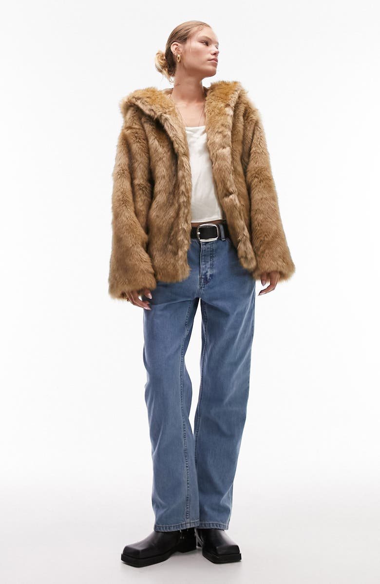 Topshop Hooded Faux Fur Coat | Nordstrom