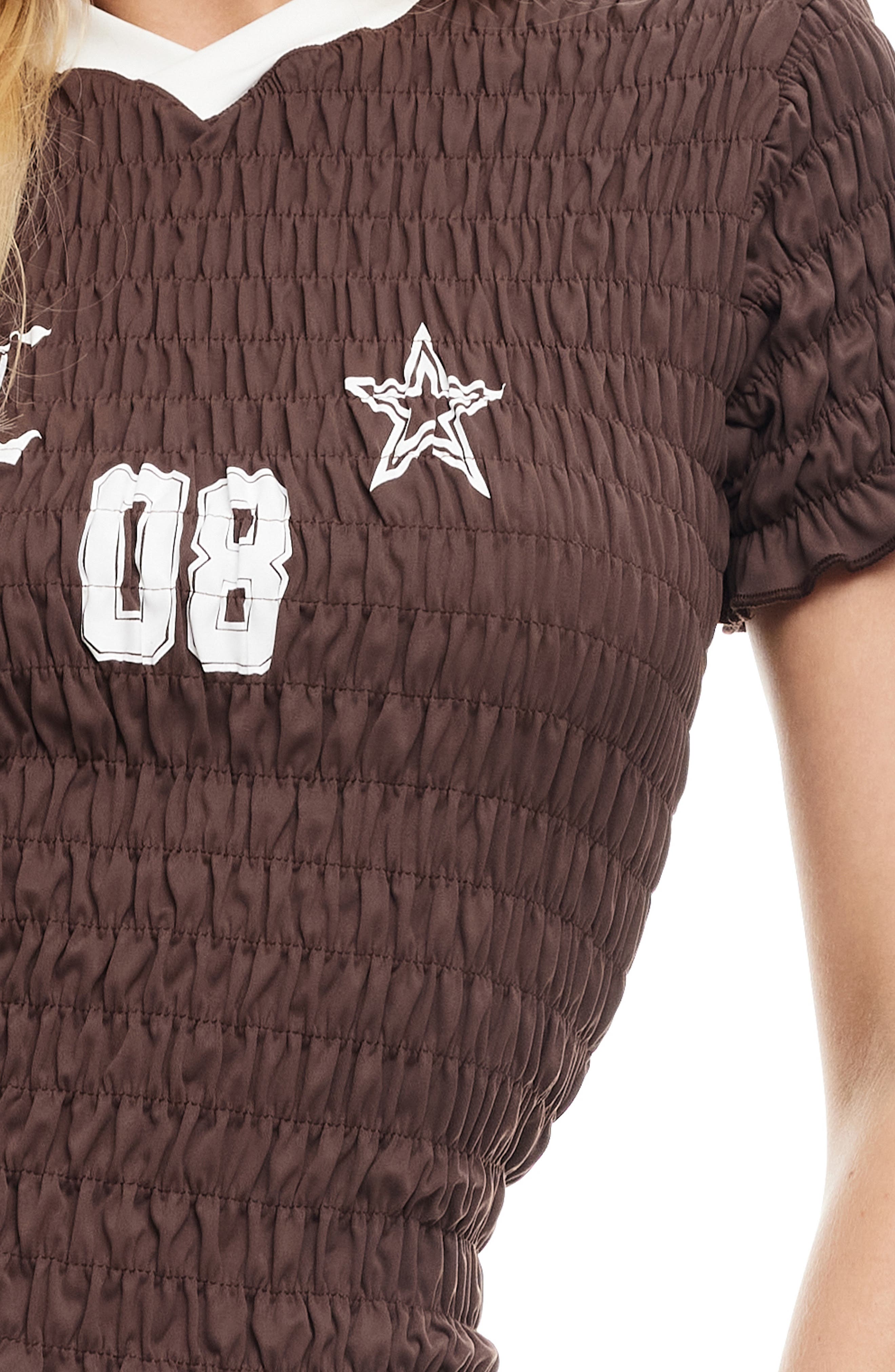 LIONESS Spectate Smocked Jersey Top | Nordstromrack