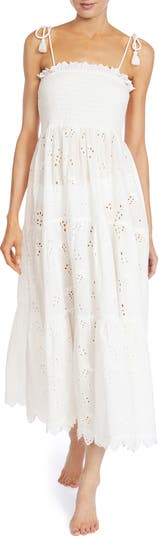 Robin Piccone Daisy Flounce Cotton Eyelet Cover-Up Dress | Nordstrom