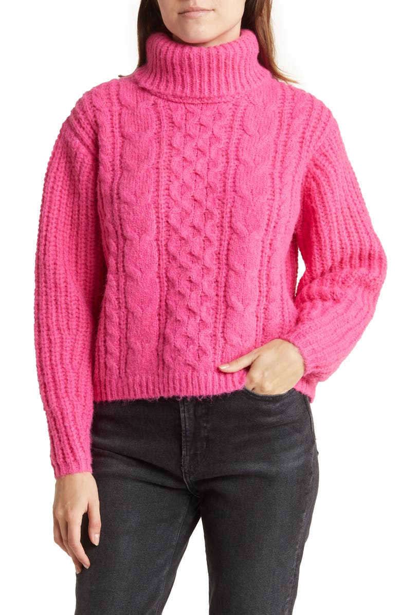OAK AND TRELLIS Cable Knit Turtleneck Sweater | Nordstromrack