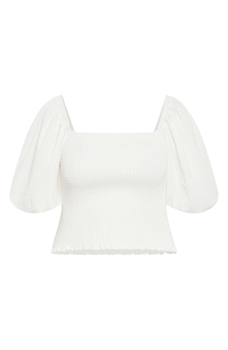City Chic Arielle Smocked Puff Sleeve Cotton Top | Nordstromrack
