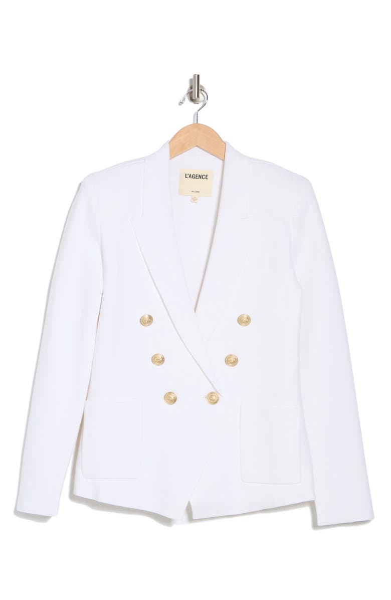 L'AGENCE Kenzie Cotton Blend Knit Double Breasted Blazer | Nordstromrack