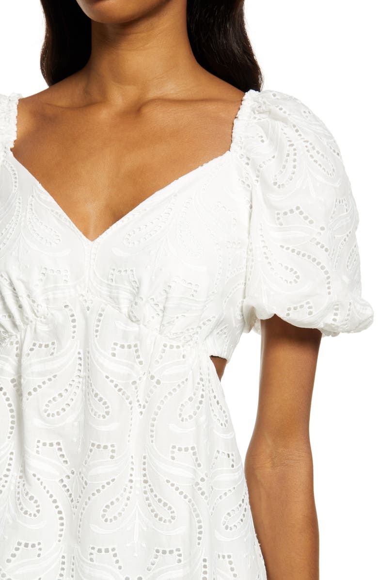 Ever New Adriene Cutout Waist Cotton Eyelet Minidress | Nordstromrack