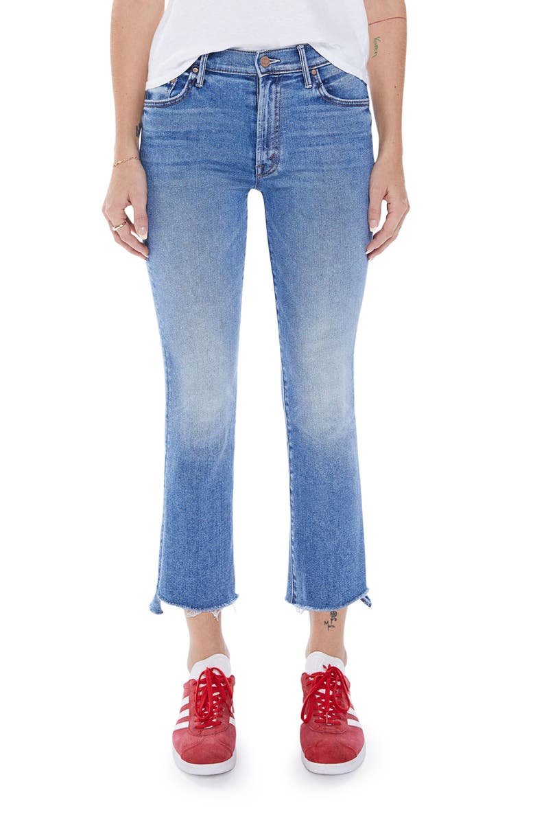 MOTHER The Insider Raw Step Hem High Waist Crop Bootcut Jeans | Nordstrom
