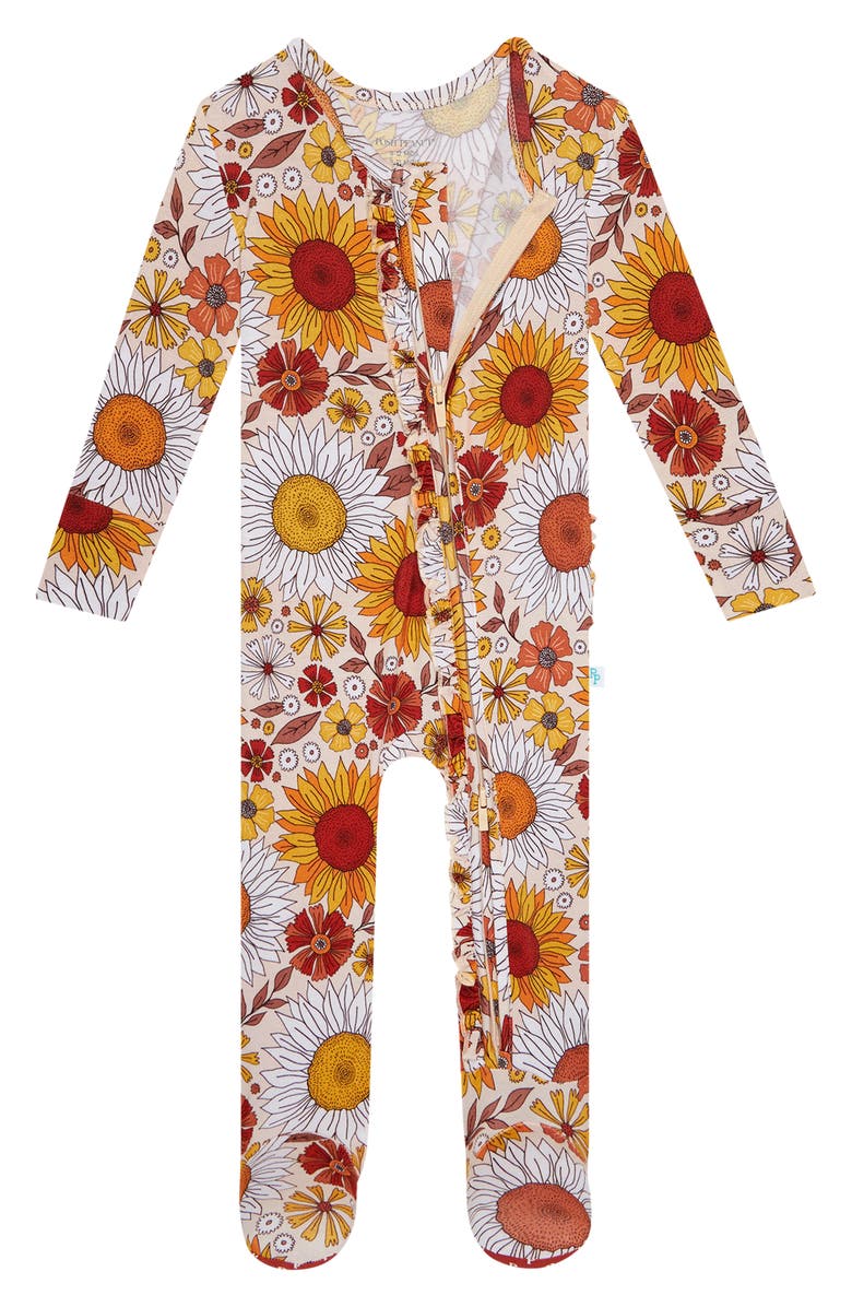 Posh Peanut Goldie Floral Ruffle Fitted One-Piece Pajamas | Nordstrom