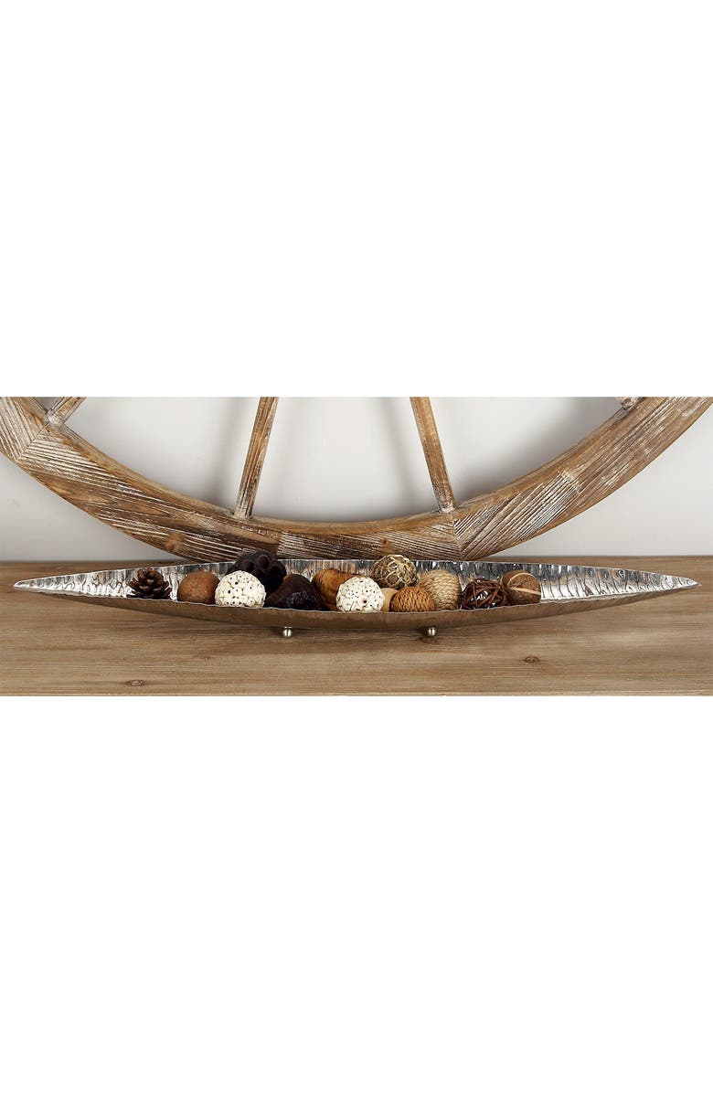WILLOW ROW Silvertone Stainless Steel Decorative Bowl with Hammered ...