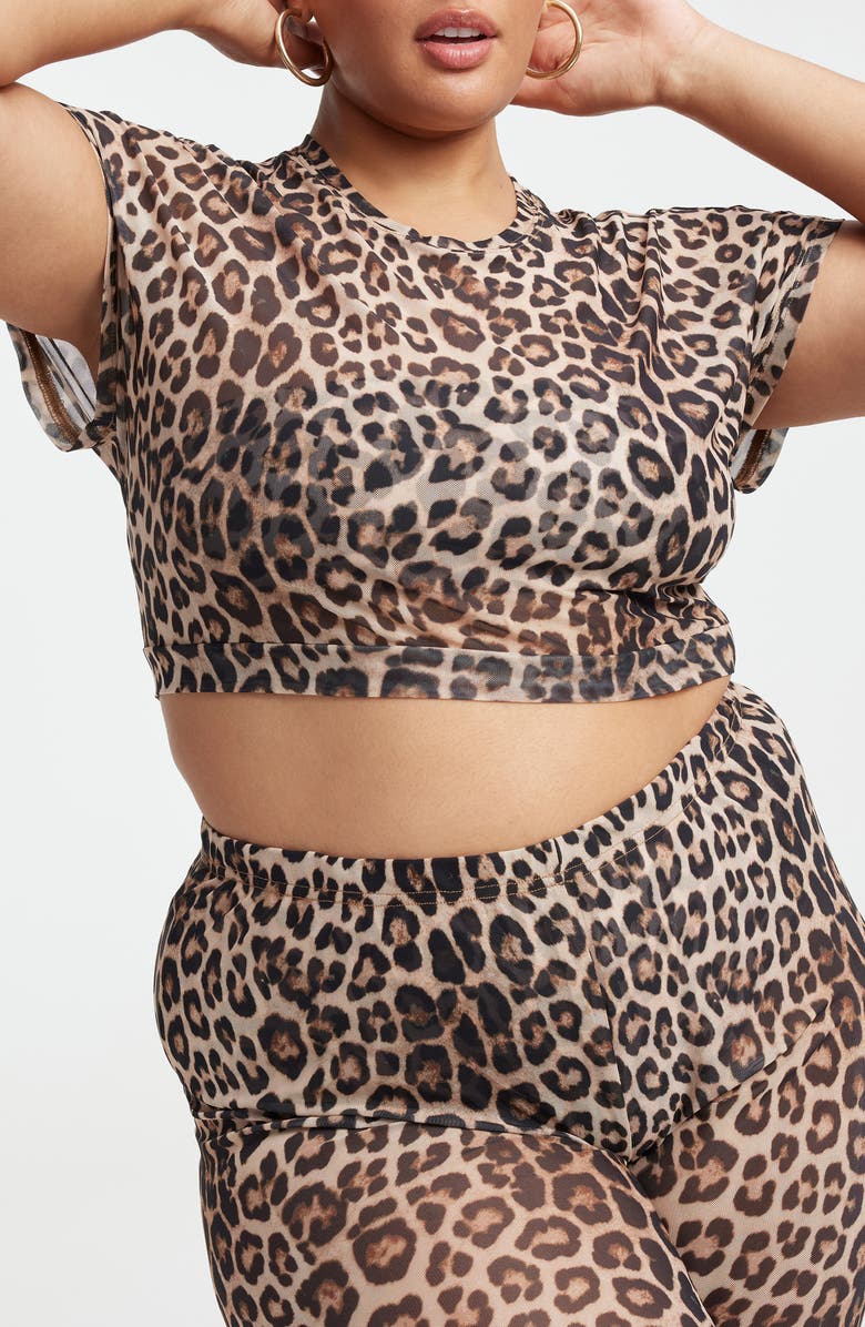 Good American Crop Mesh Cover-Up T-Shirt | Nordstrom