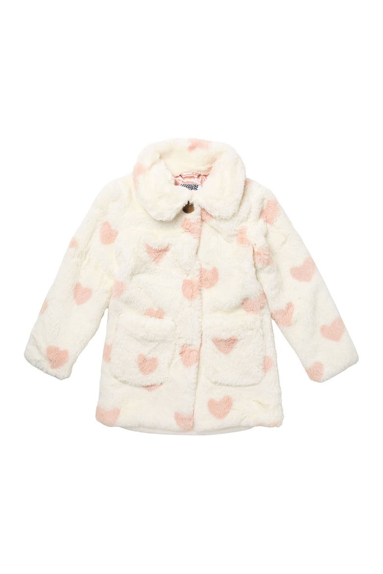 Kensie Girl Heart Print Faux Fur Coat (Women) | Nordstromrack
