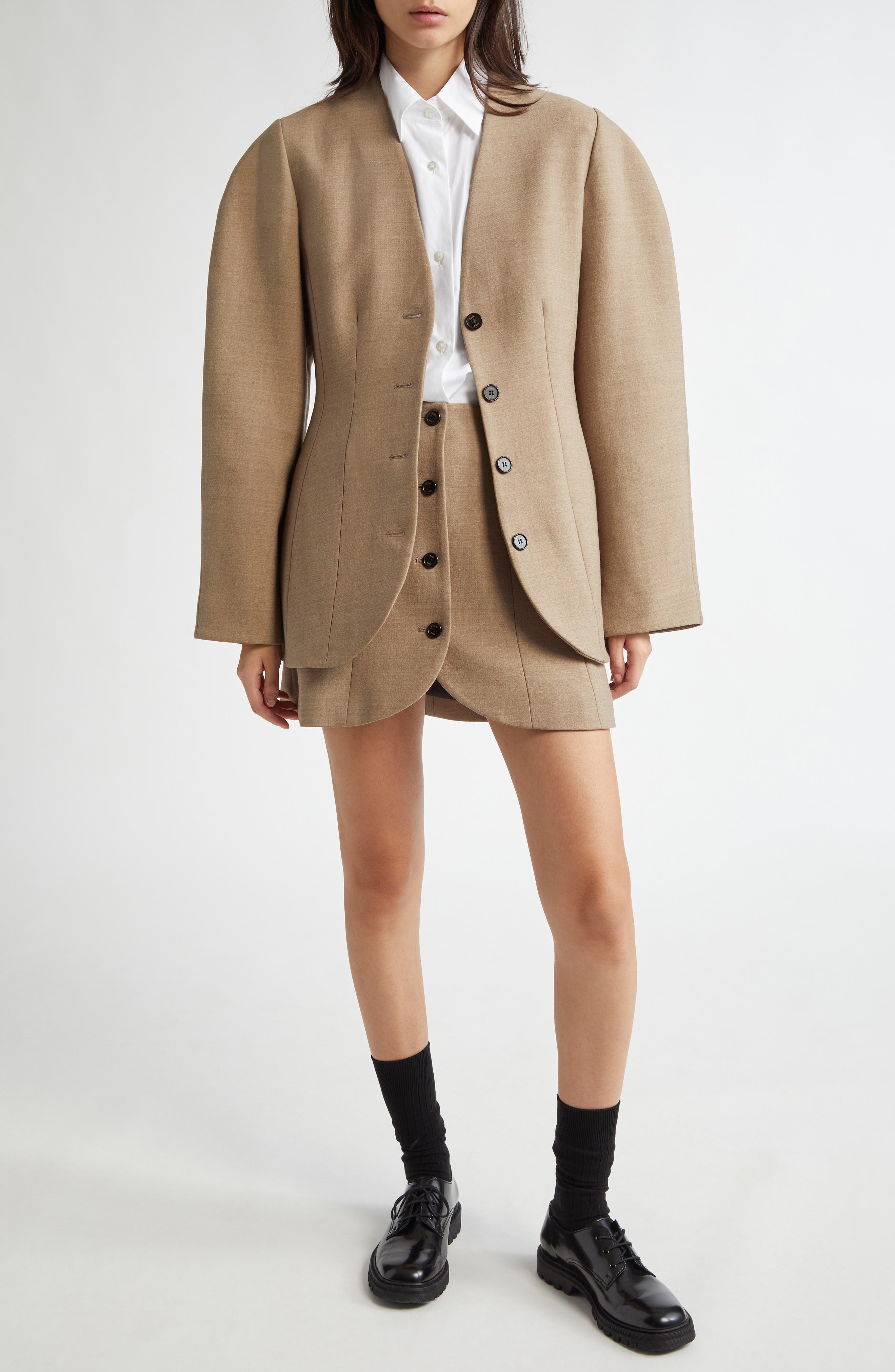 EENK Hourglass Oversize Sleeve Wool Blend Jacket | Nordstrom