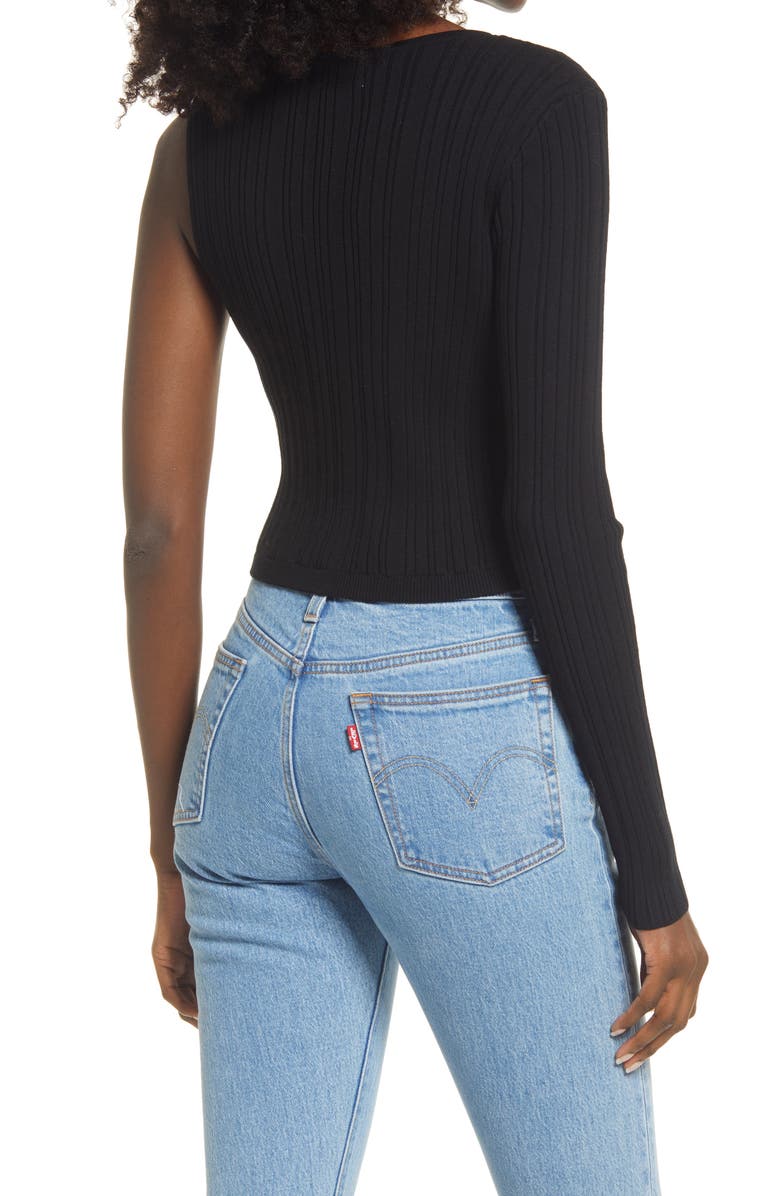 Open Edit Asymmetric Keyhole One Sleeve Sweater | Nordstrom
