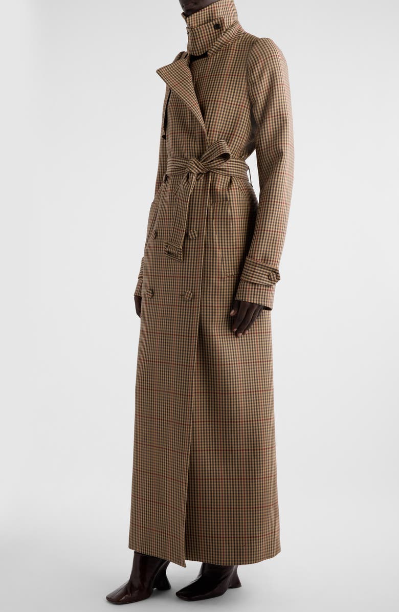 Dries Van Noten Remis Check Wool Long Trench Coat | Nordstromrack