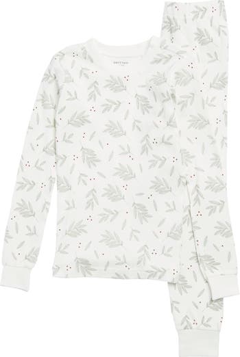 Petit Lem Kids' Laurel Leaves Print Fitted Two-Piece Pajamas ...