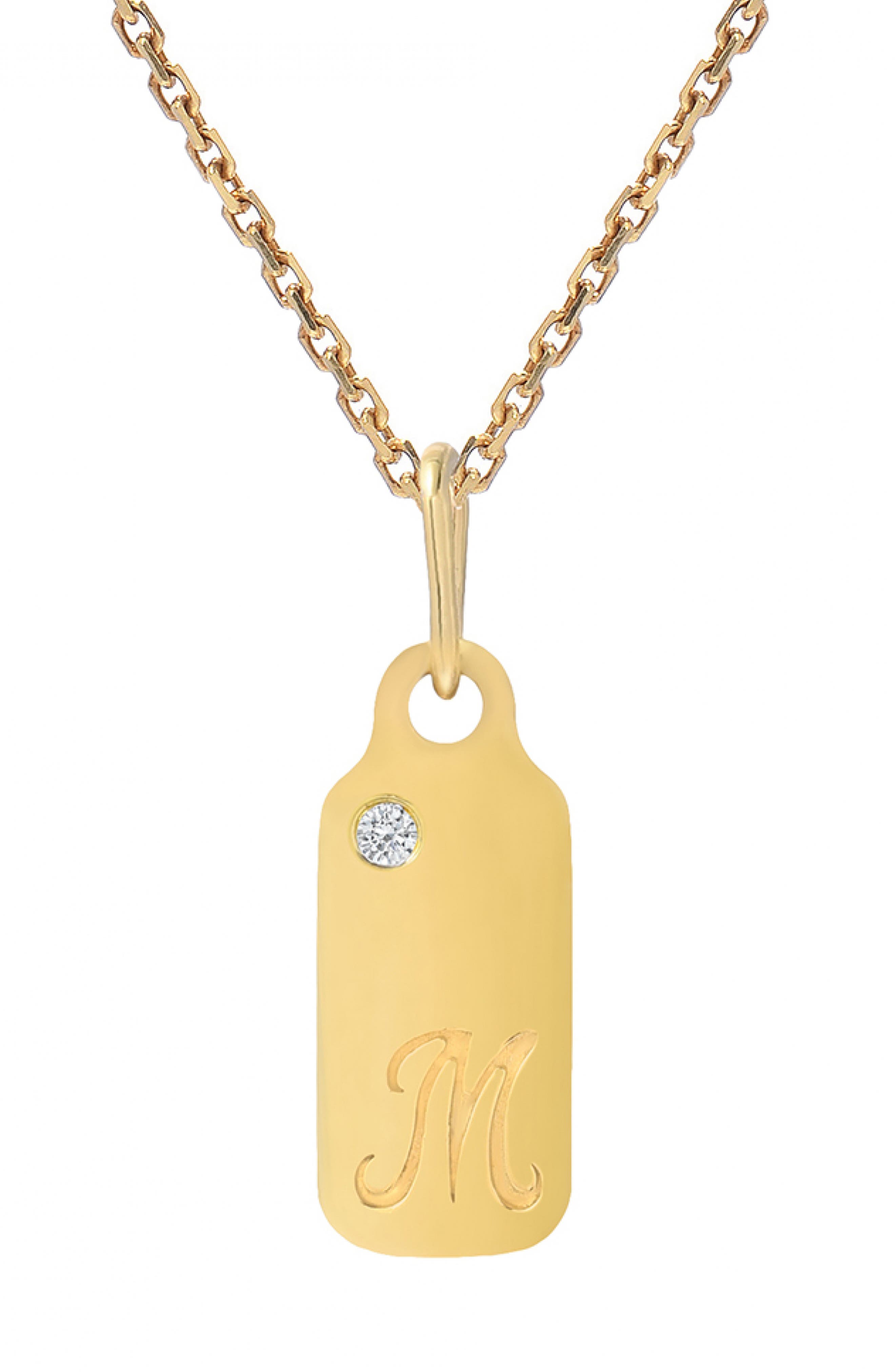 Mini Mini Jewels Diamond Accented Dog Tag Initial Pendant Necklace ...