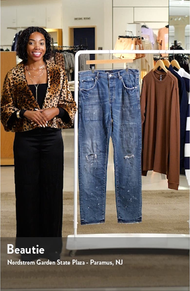 PURPLE BRAND Aged Patch Stretch Cotton Straight Leg Jeans | Nordstrom