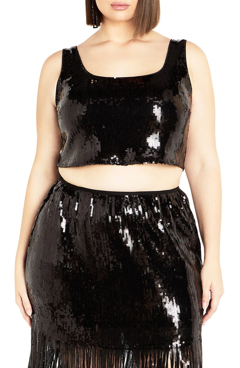 City Chic Savanna Sequin Crop Tank | Nordstromrack