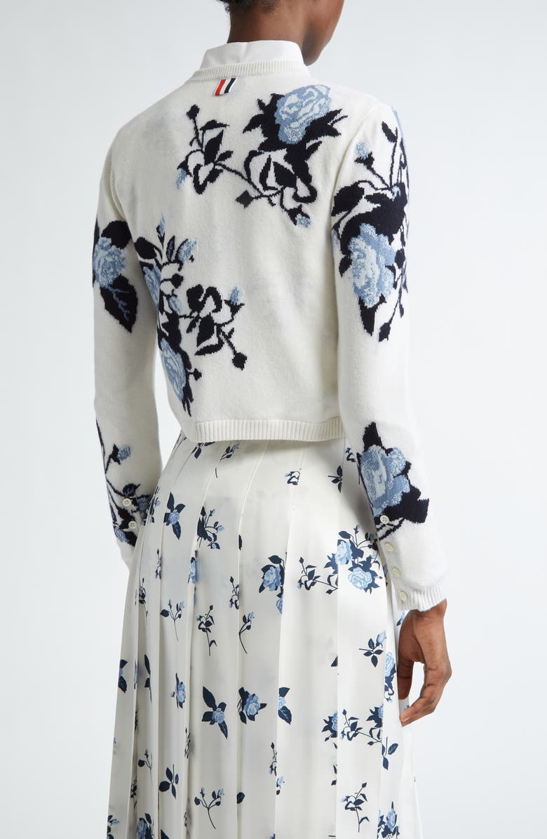 Thom Browne Blue Rose Crop Cashmere Cardigan | Nordstrom