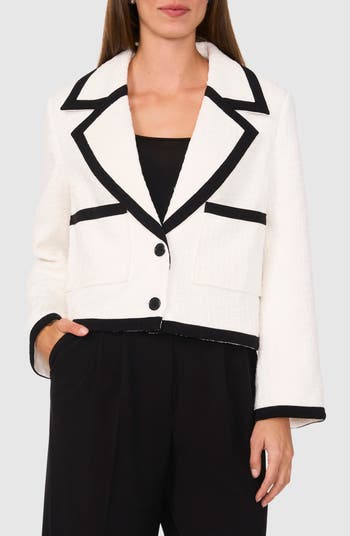 Halogen® Tipped Single Breasted Crop Blazer | Nordstromrack