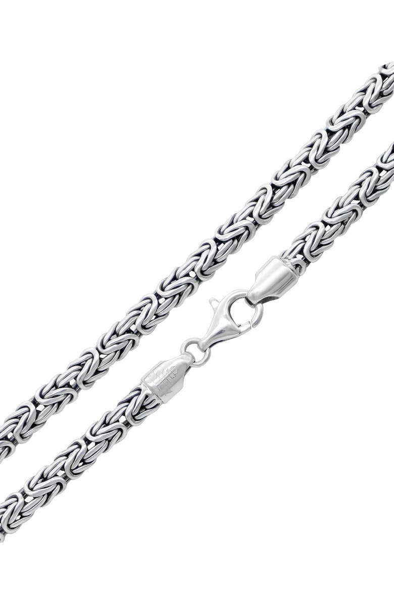 DEVATA Sterling Silver 5mm Byzantine Oval Chain Necklace - 26" Chain ...