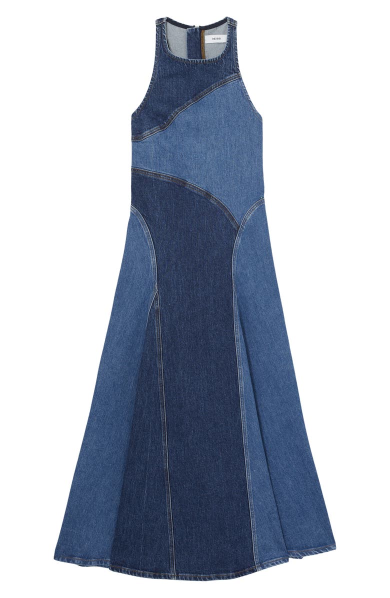 Reiss Wilder Colorblock Denim Panel Midi Dress | Nordstrom