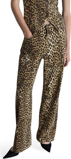 MANGO Leopard Print High Waist Jeans | Nordstrom