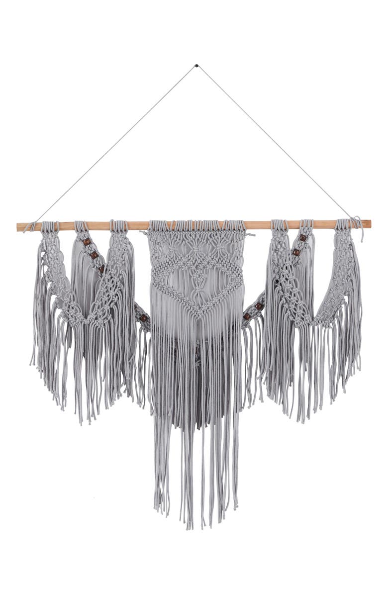 GINGER BIRCH STUDIO Gray Cotton Intricately Weaved Macrame Wall Decor ...