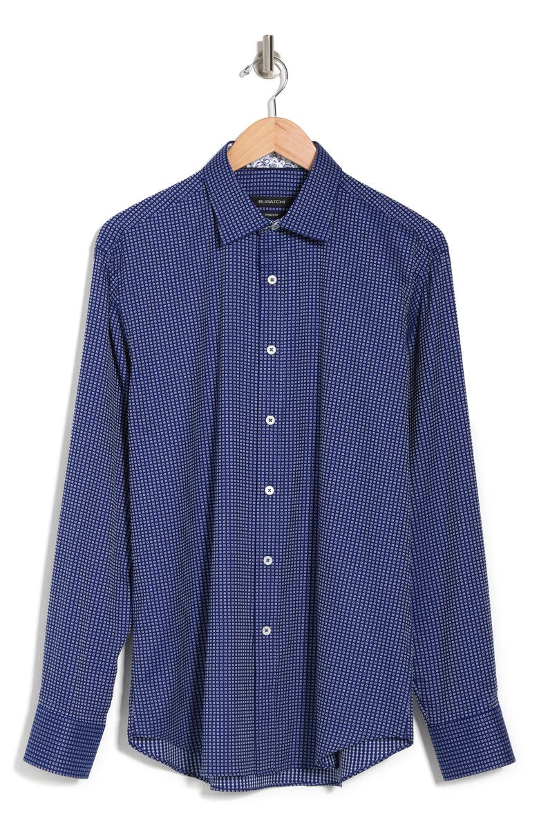 Bugatchi Square Print Shaped Fit Sport Shirt | Nordstromrack