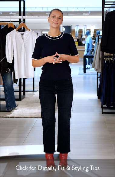 Halogen® Tipped Short Sleeve Crewneck Sweater | Nordstromrack