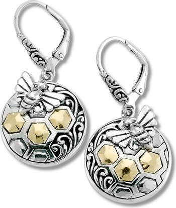 SAMUEL B. 18K Gold & Sterling Silver Honeycomb Bee Earrings | Nordstromrack