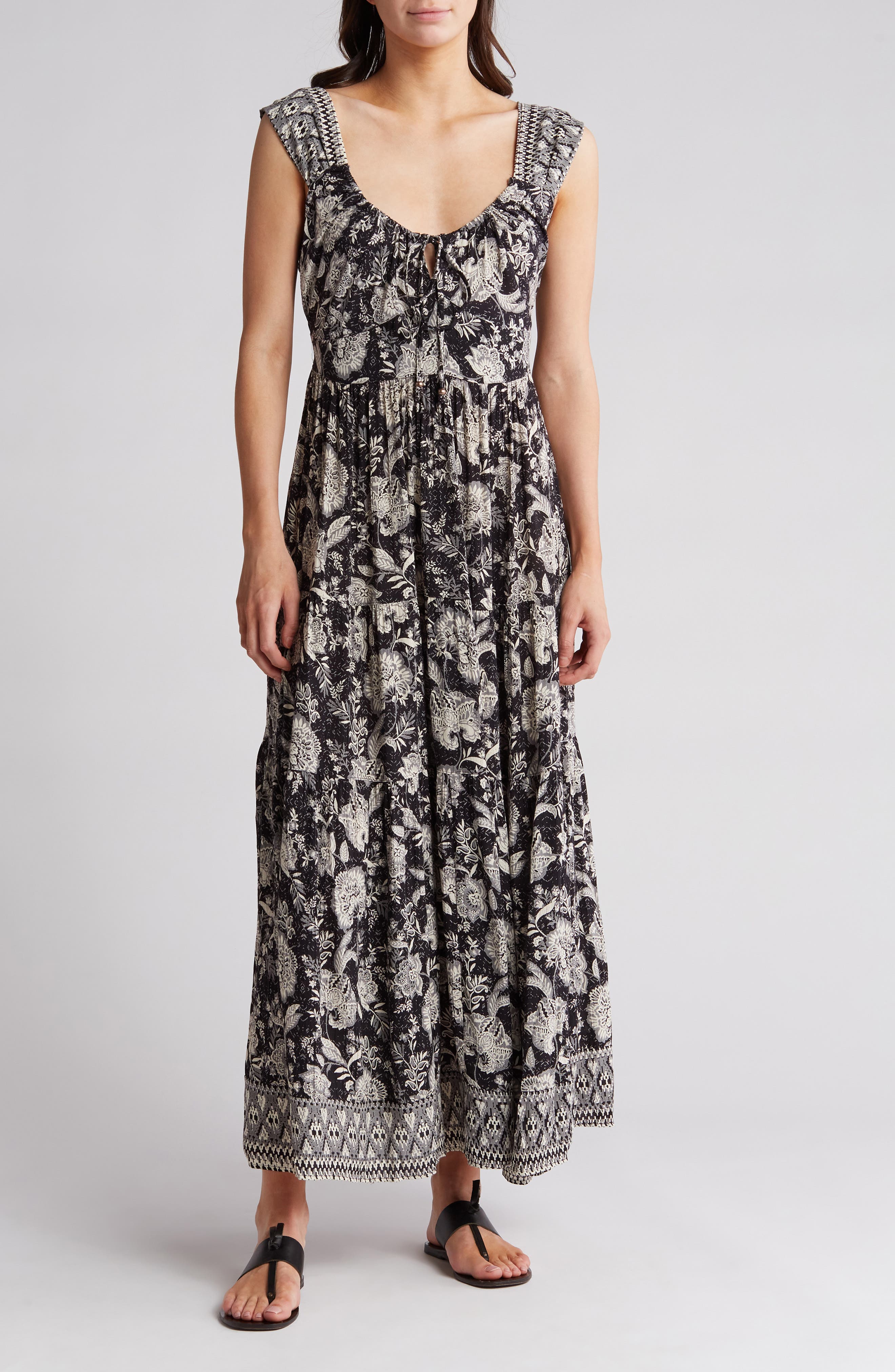 Angie Floral Print Wide Strap Maxi Dress | Nordstromrack