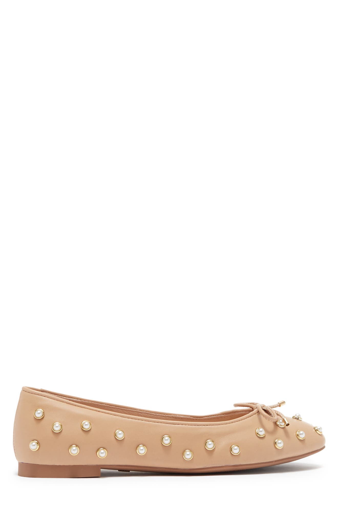 Stuart Weitzman Gabby Pearl Embellished Leather Ballet Flat (Women ...