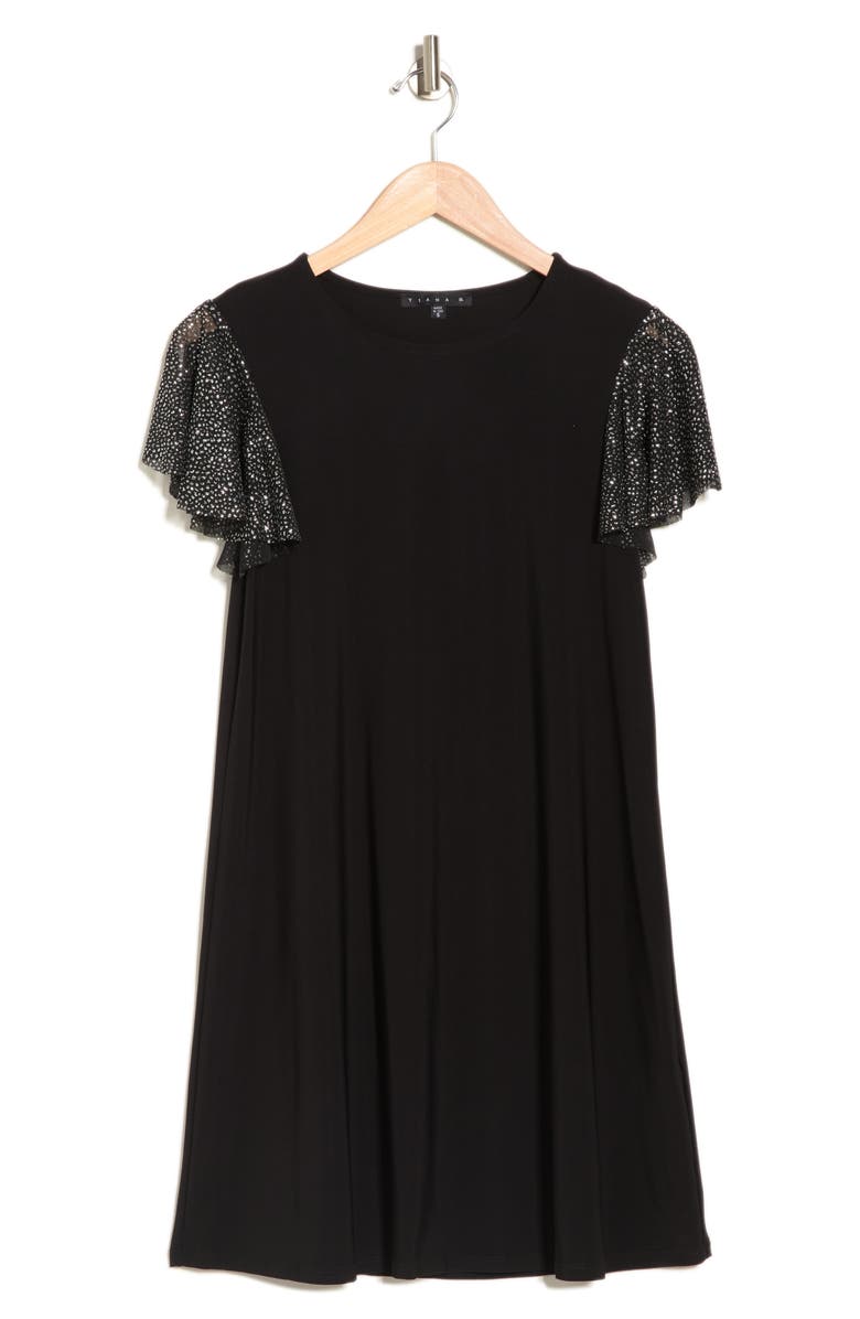 TASH AND SOPHIE Metallic Flutter Sleeve Dress | Nordstromrack