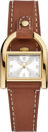 Fossil Harwell East West Leather Strap Watch, 28mm | Nordstrom