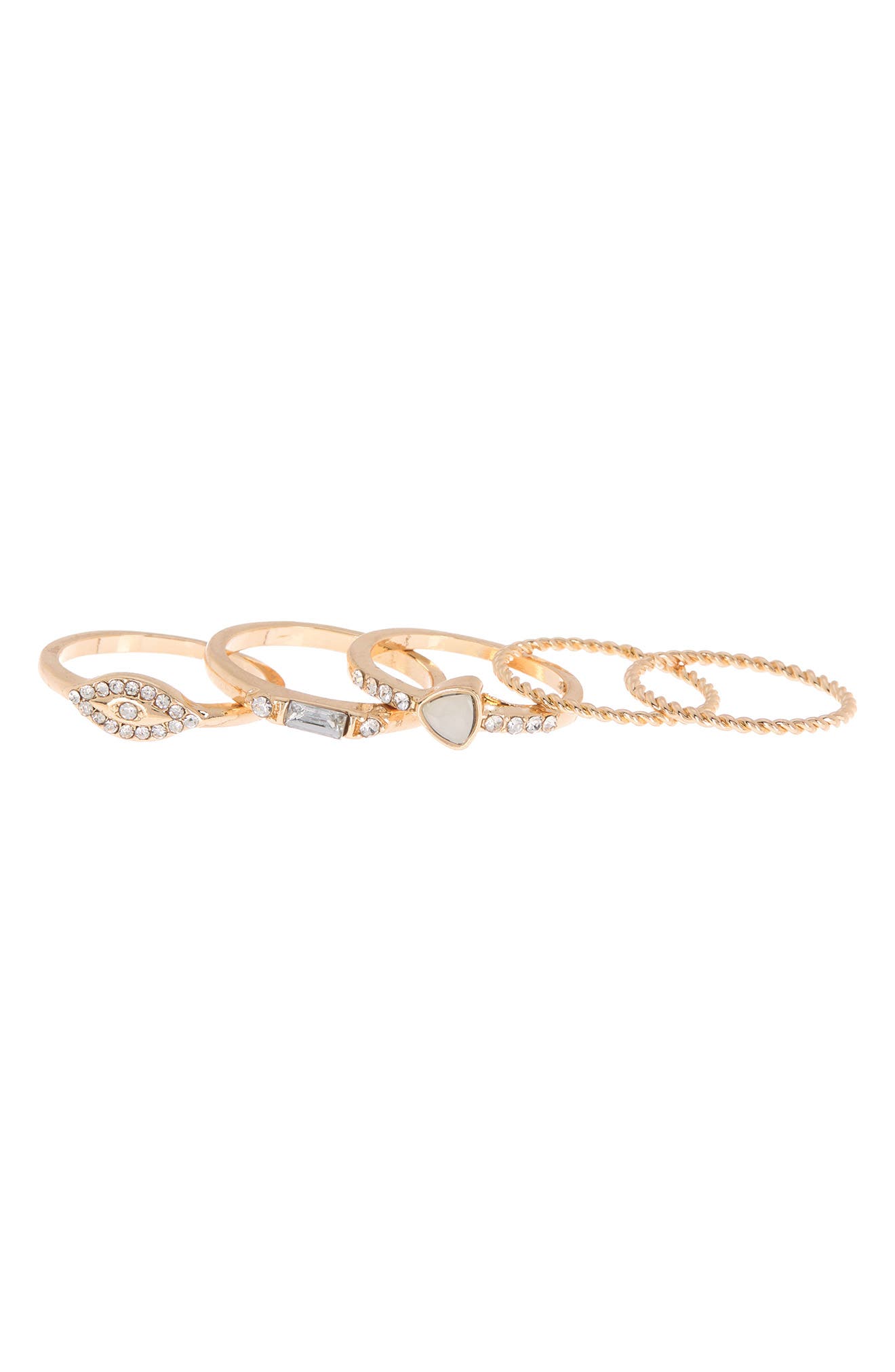 Melrose and Market Gold-Tone Stone & Crystal Ring 5-Piece Set ...