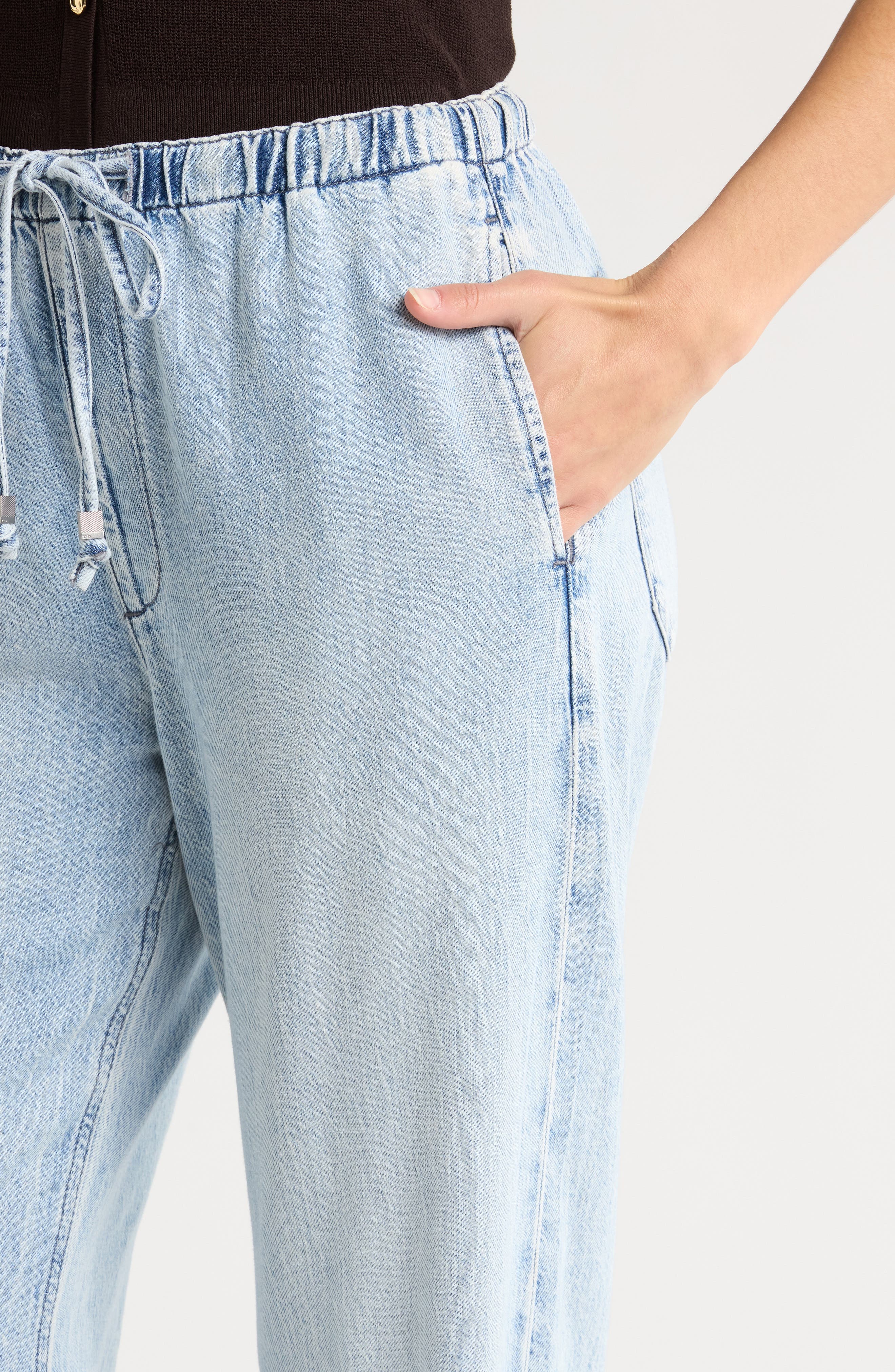 rag & bone Ultra Featherweight Logan Release Hem Wide Leg Pull-On Denim ...