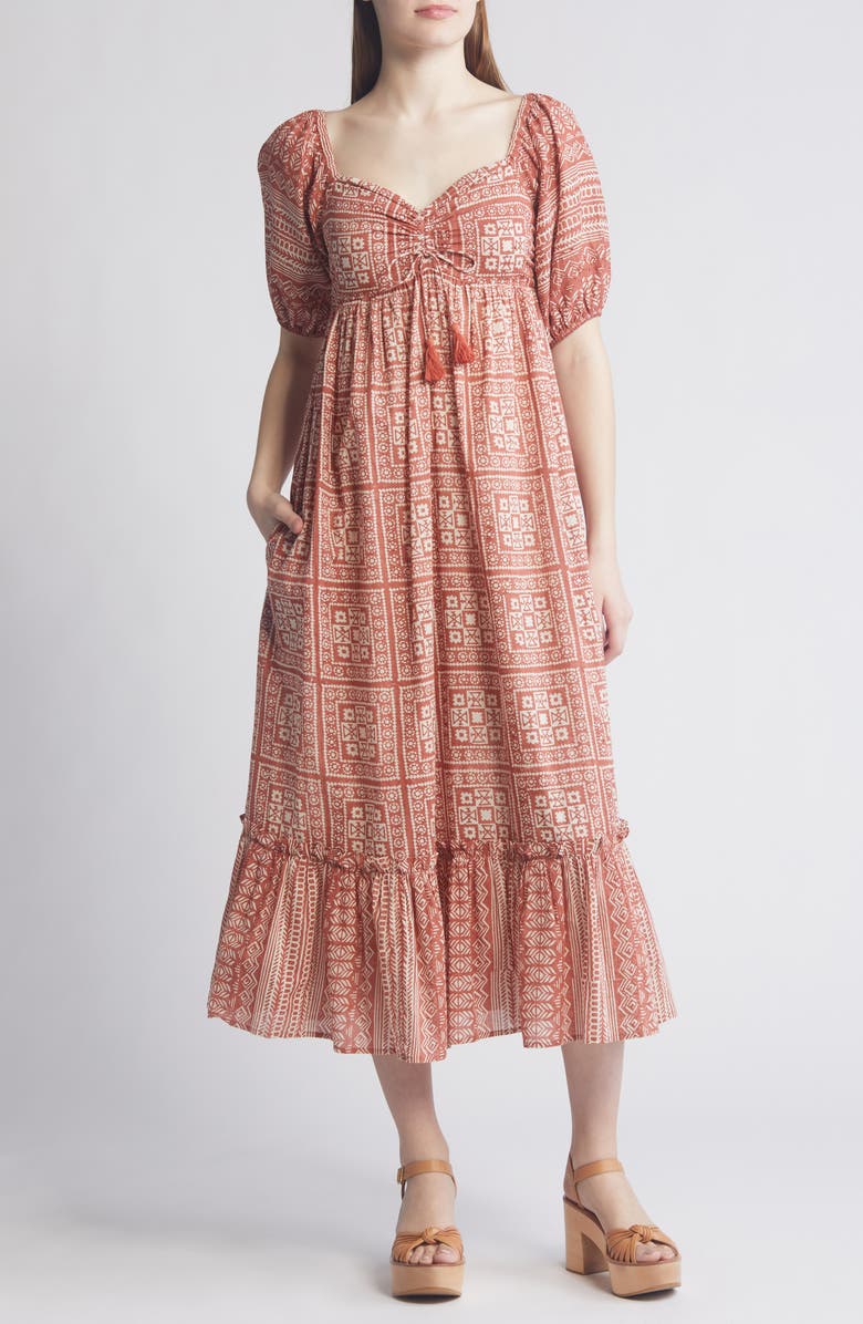 Cleobella Joley Tile Print Organic Cotton Voile Midi Dress | Nordstromrack