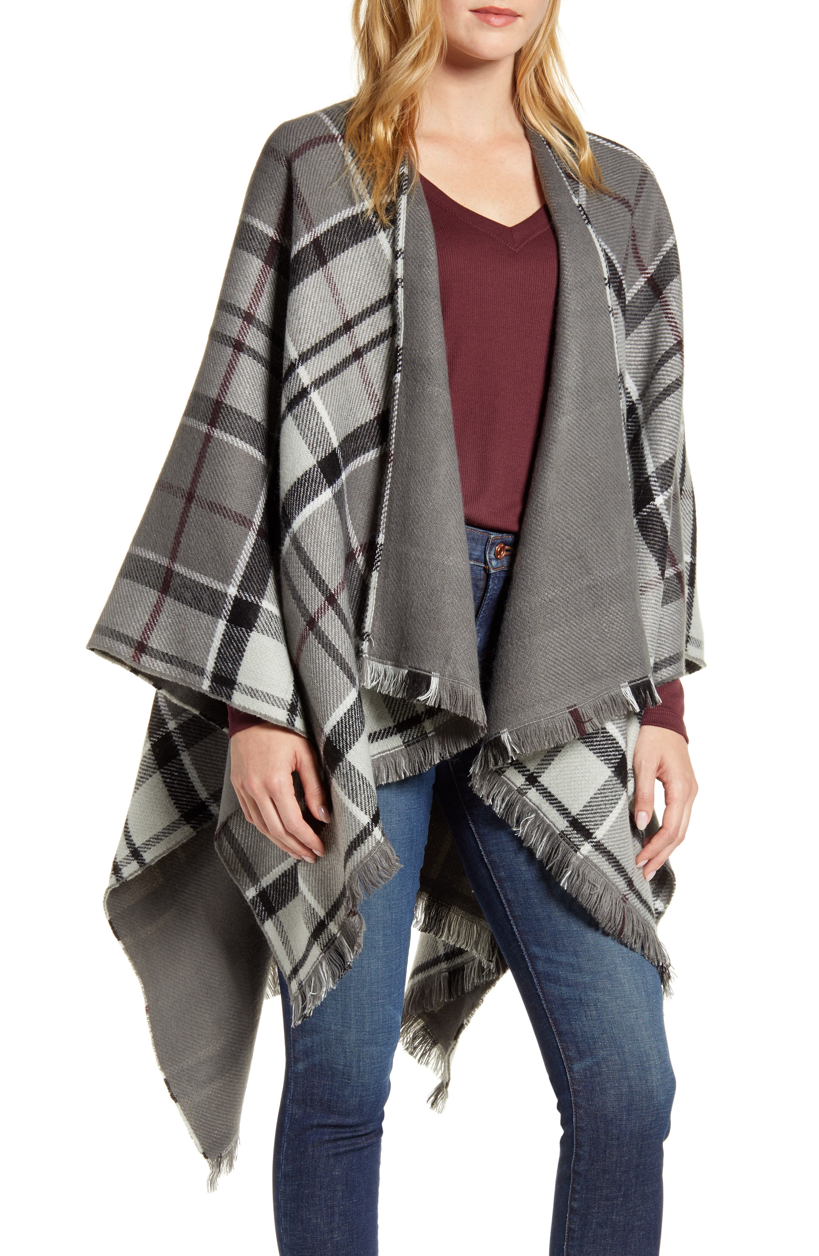 Lomand Tartan Double Face Serape Wrap (Women) | Nordstromrack