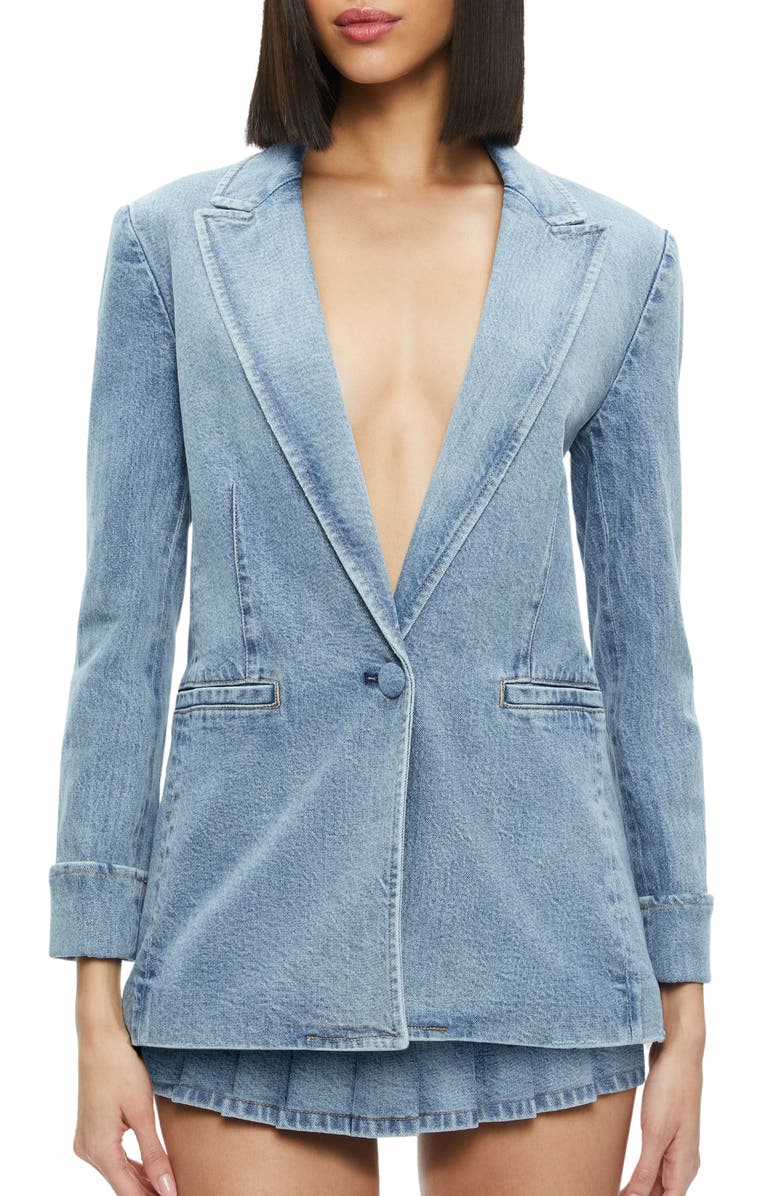 Alice + Olivia Justine Roll Cuff Denim Blazer | Nordstromrack