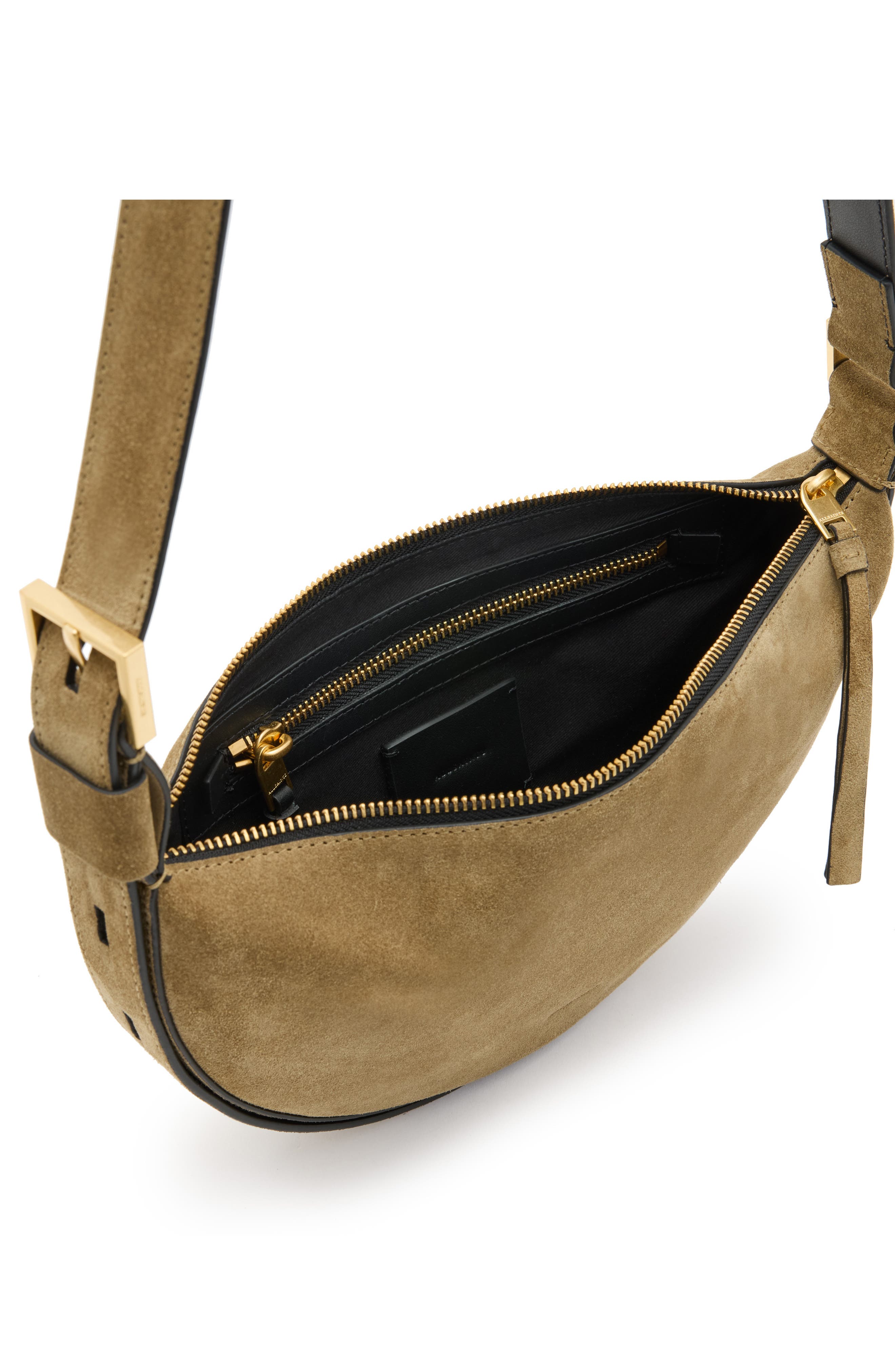 AllSaints Half Moon Suede Crossbody Bag | Nordstromrack