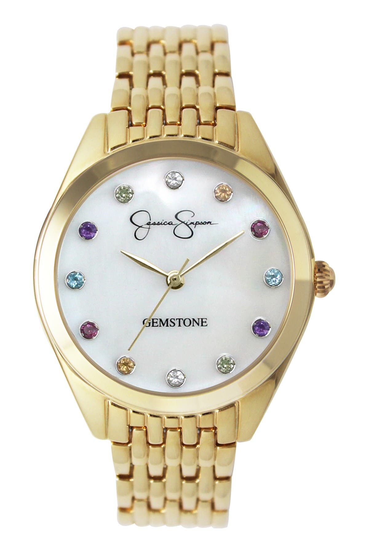 Jessica Simpson Women's Quartz Semi Precious Stone Bracelet Watch, 37mm ...