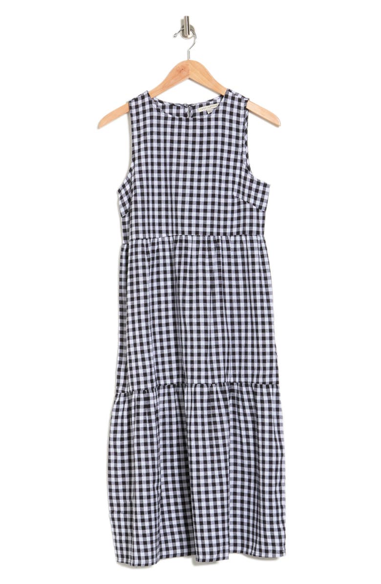 TASH AND SOPHIE Gingham Sleeveless Tiered Cotton Midi Dress | Nordstromrack