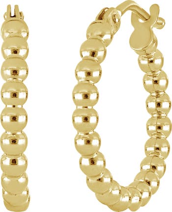 Bony Levy 14K Yellow Gold 15.5mm Beaded Hoop Earrings | Nordstromrack