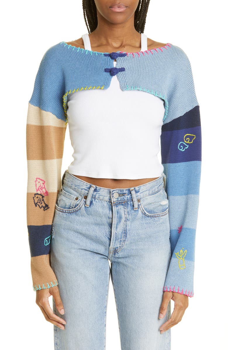 YanYan Embroidered Colorblock Cotton Shrug | Nordstromrack