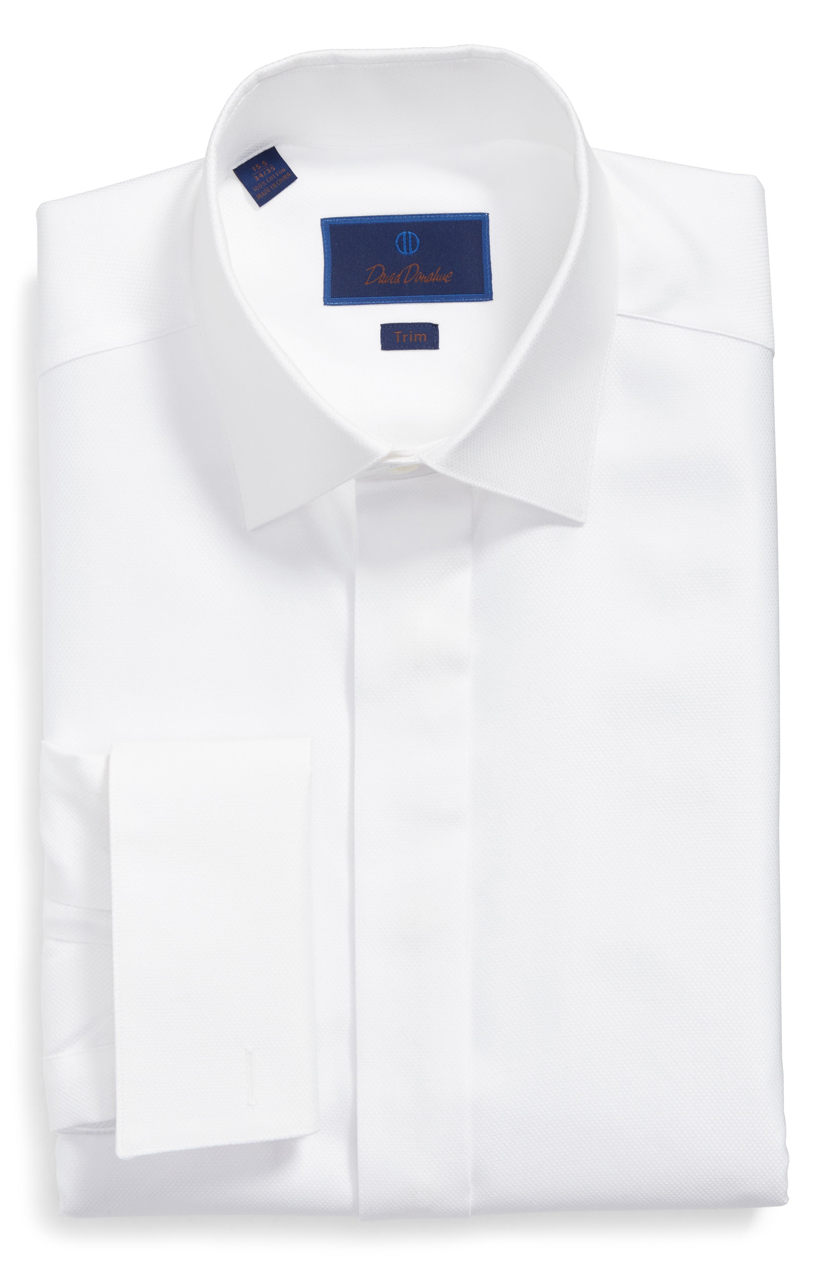David Donahue Trim Fit French Cuff Tuxedo Shirt | Nordstromrack