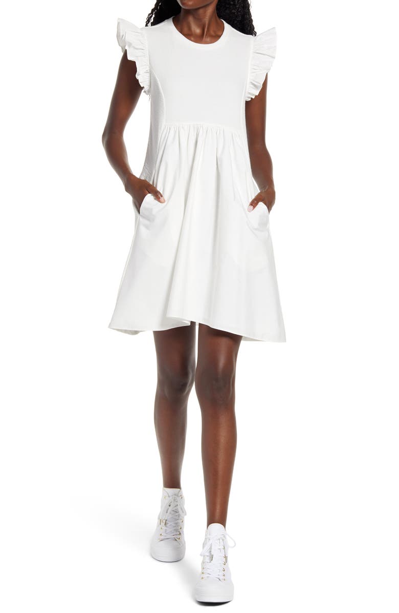 English Factory Mixed Media Ruffle Dress | Nordstrom